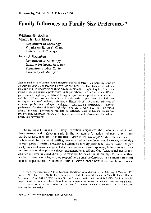 (PDF) Family Influences on Family Size Preferences