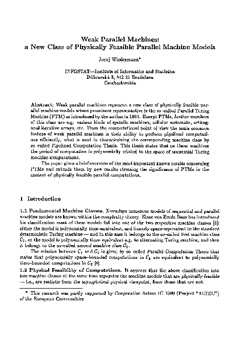 Weak parallel machines: A new class of physically feasible parallel ...