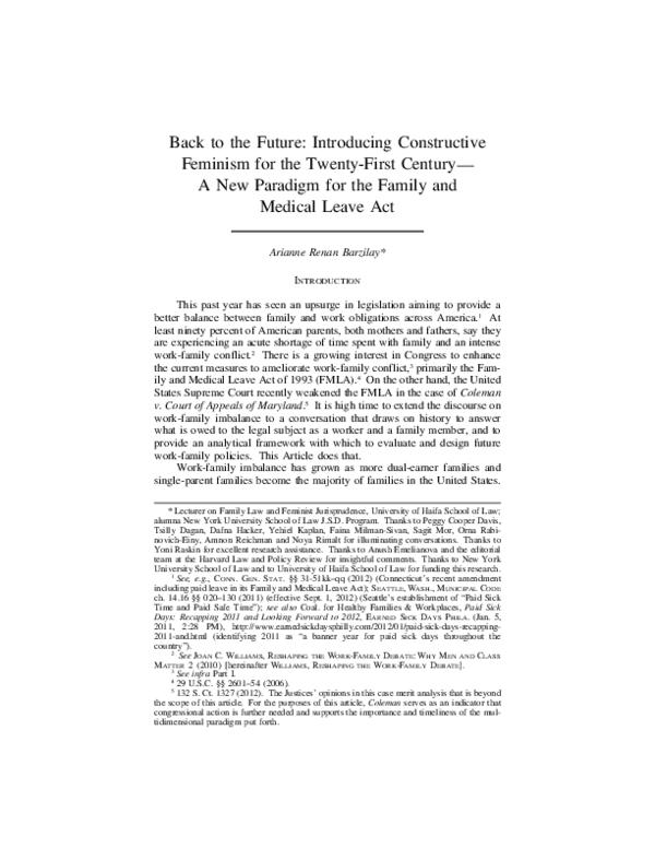 (PDF) Constructive Feminism in Family Leave Act