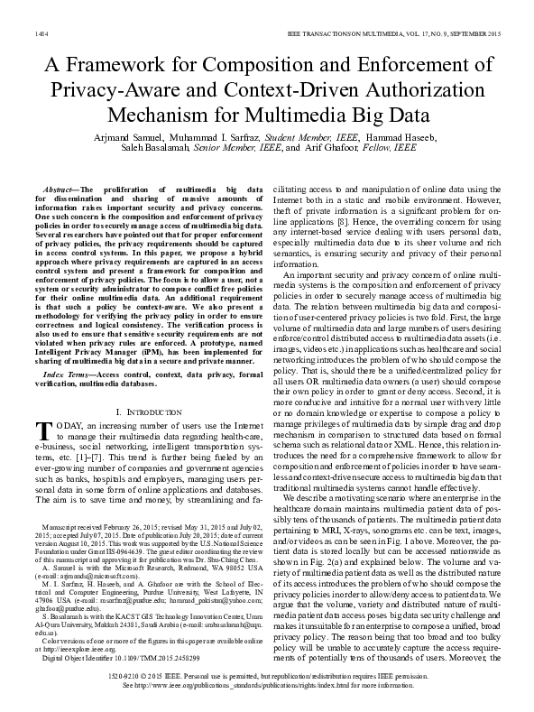 (PDF) A Framework for Composition and Enforcement of Privacy-aware and ...