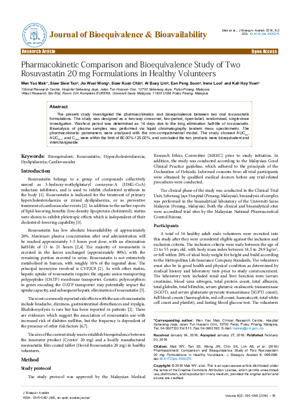 (PDF) Pharmacokinetic comparison and bioequivalence of two leflunomide ...
