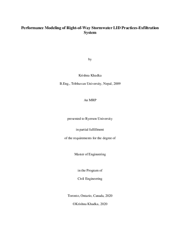 (PDF) Performance Modeling of Right-of-Way Stormwater LID Practices ...