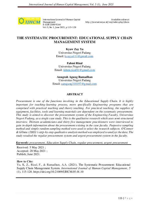 (PDF) The Systematic Procurement: Educational Supply Chain Management ...