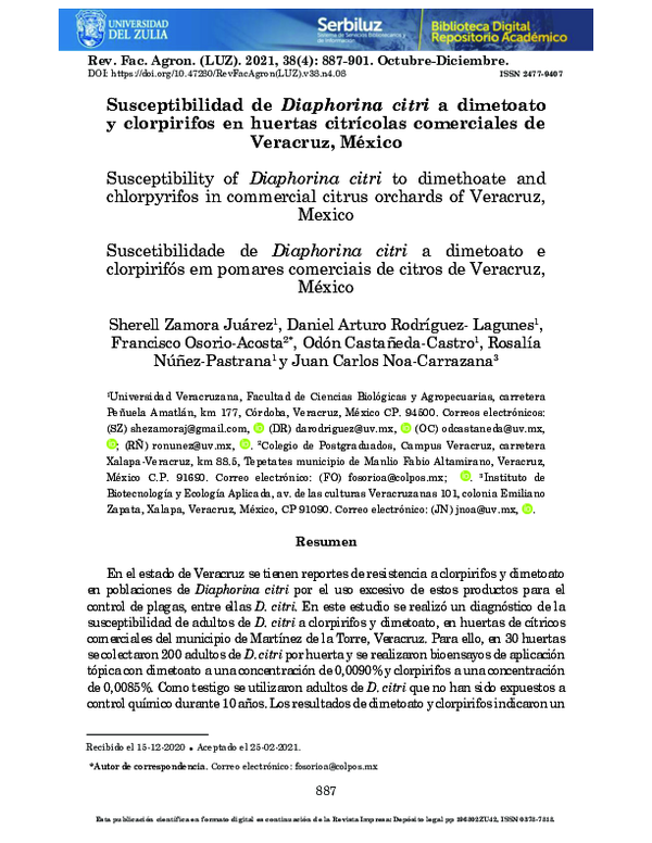 (PDF) Susceptibilidad de Diaphorina citri a dimetoato y clorpirifos en ...