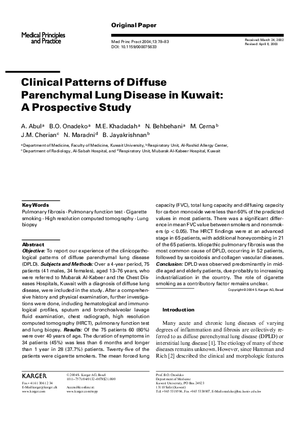 (PDF) Clinical Patterns of Diffuse Parenchymal Lung Disease in Kuwait ...