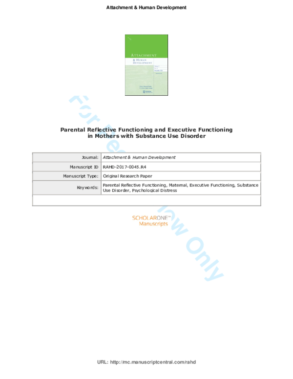 (PDF) Parental reflective functioning and executive functioning in ...