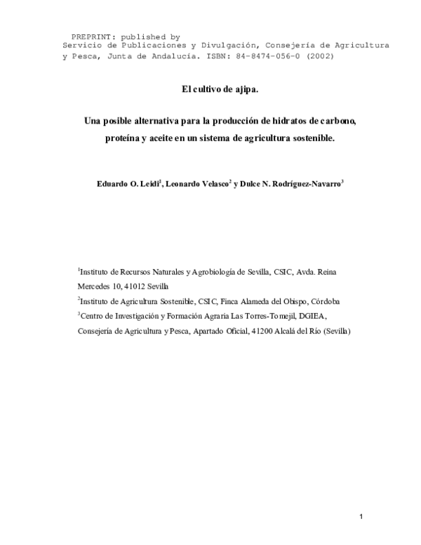 (PDF) El cultivo de ajipa. Una posible alternativa para la producción ...