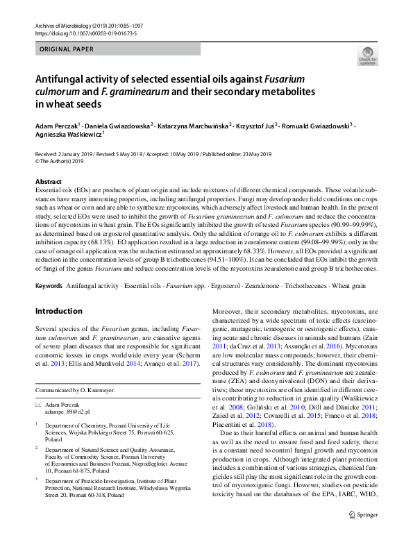(PDF) Antifungal Activity of Selected Essential Oils Against the Fungal ...