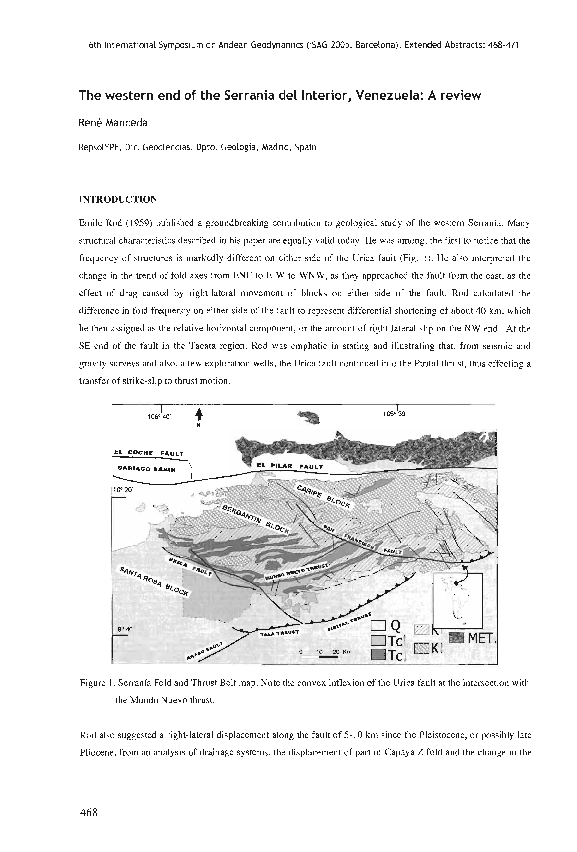 (PDF) The western end of the Serrania dei Interior, Venezuela: A review