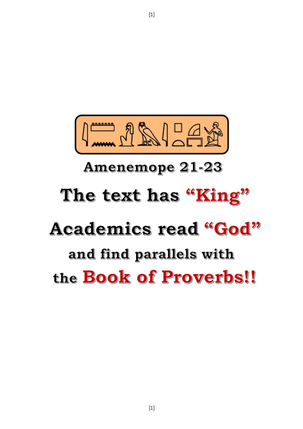 (PDF) Amenemope 21-23 The text has 'King' Academics read 'God' and find ...