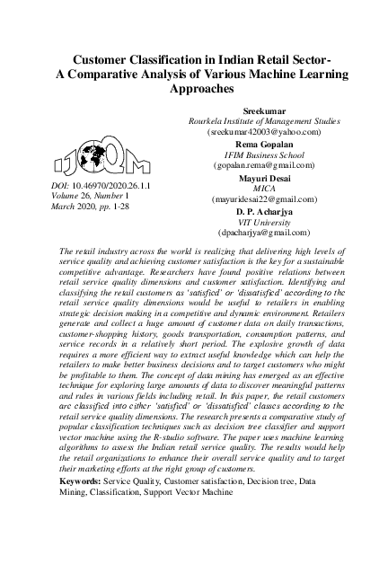 (PDF) Customer Classification in Indian Retail Sector- A Comparative ...