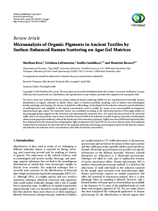 (PDF) Microanalysis of Organic Pigments in Ancient Textiles by Surface-Enhanced Raman Scattering ...
