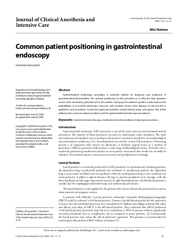 (PDF) Common patient positioning in gastrointestinal endoscopy