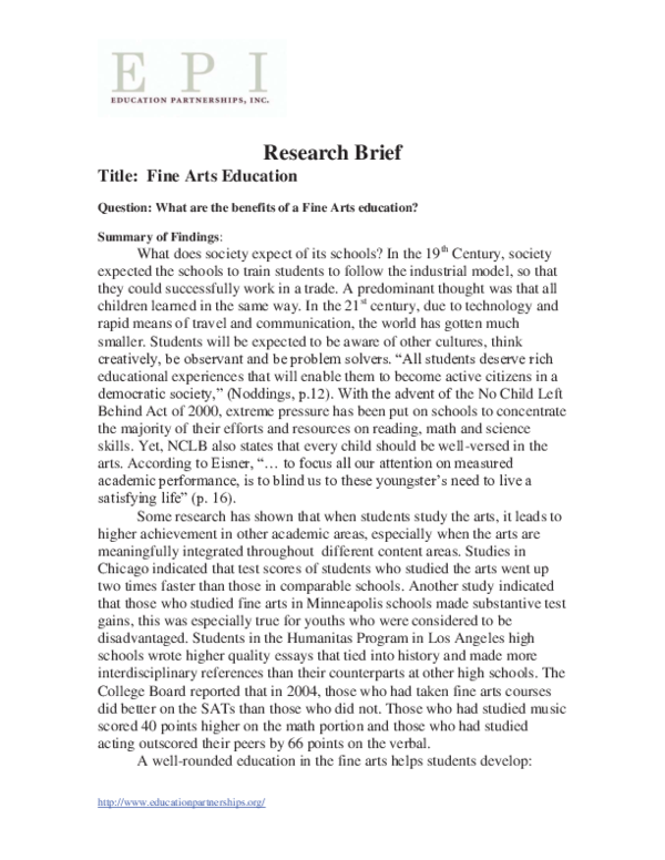 (PDF) Fine Arts Education. Research Brief