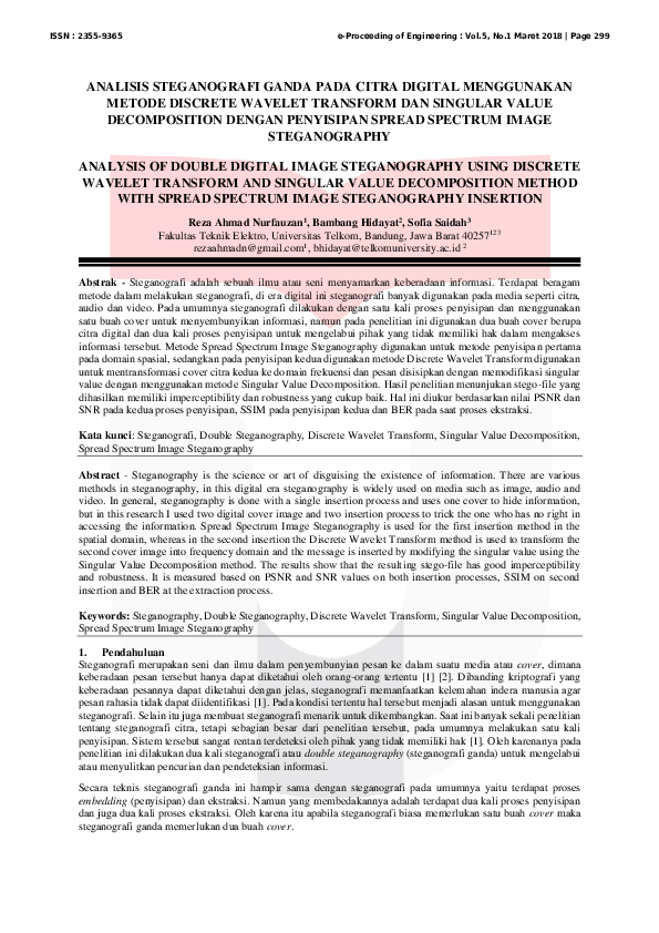 (PDF) Analisis Steganografi Ganda Pada Citra Digital Menggunakan Metode Discrete Wavelet ...