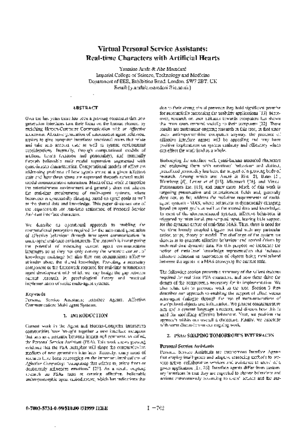 (PDF) Virtual personal service assistants: real-time characters with ...