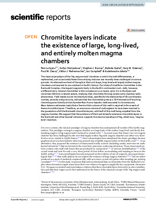 (PDF) Chromitite layers indicate the existence of large, long-lived ...