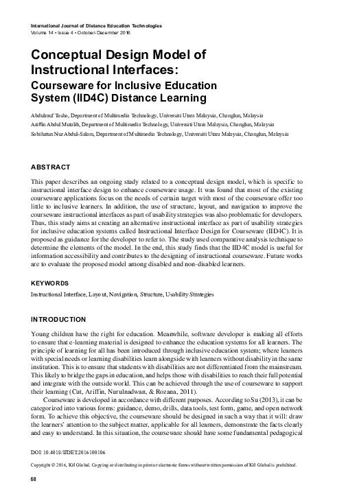 (PDF) Conceptual Design Model of Instructional Interfaces