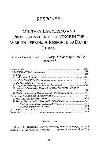 (PDF) Military Lawyering and Professional Independence in the War on ...