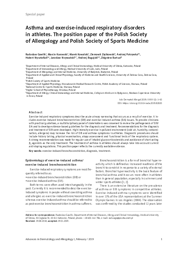 (PDF) Asthma and exercise-induced respiratory disorders in athletes ...