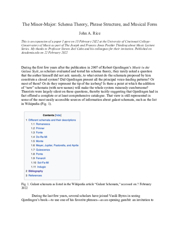 (PDF) The Minor-Major: Schema Theory, Phrase Structure, and Musical Form