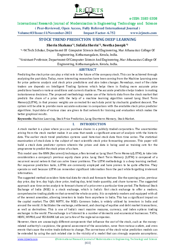 (PDF) Stock Trend Prediction Using Deep Learning