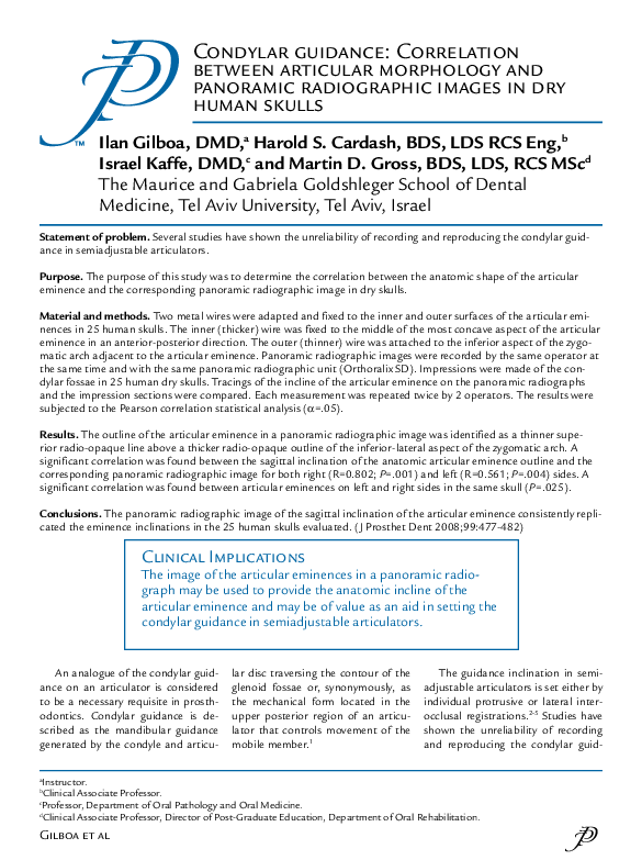 (PDF) Condylar guidance: Correlation between articular morphology and ...