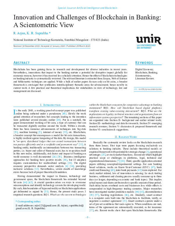 (PDF) Innovation and Challenges of Blockchain in Banking: A ...