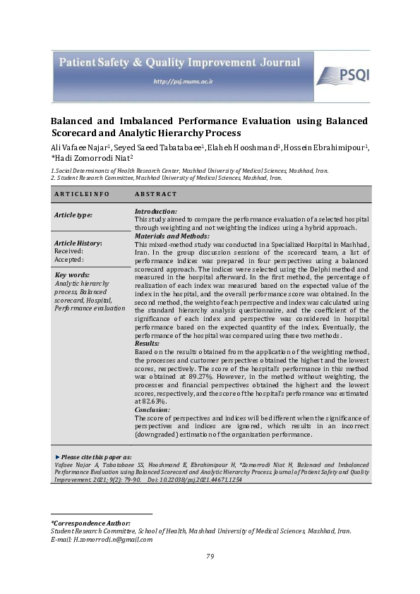 (PDF) Balanced and Imbalanced Performance Evaluation using Balanced Scorecard and Analytic ...