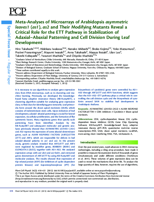 (PDF) Meta-Analyses of Microarrays of Arabidopsis asymmetric leaves1 ...