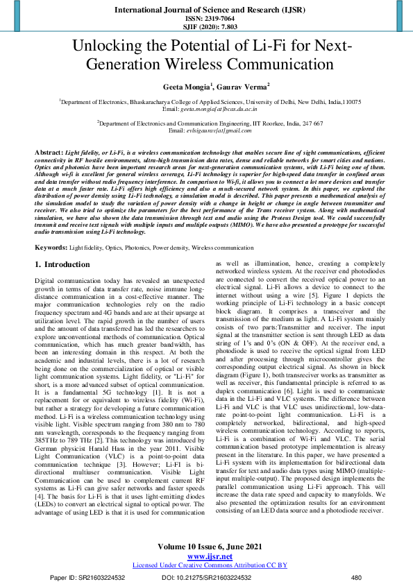 (PDF) Unlocking the Potential of Li-Fi for Next-Generation Wireless ...
