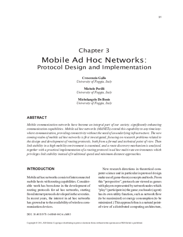(PDF) Mobile Ad Hoc Networks