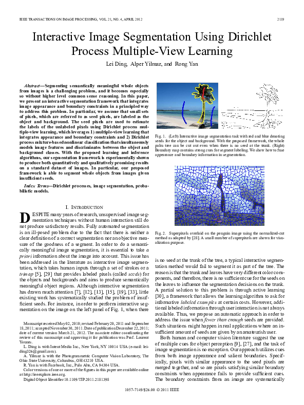 Interactive Image Segmentation Using Dirichlet Process Multiple-View Learning