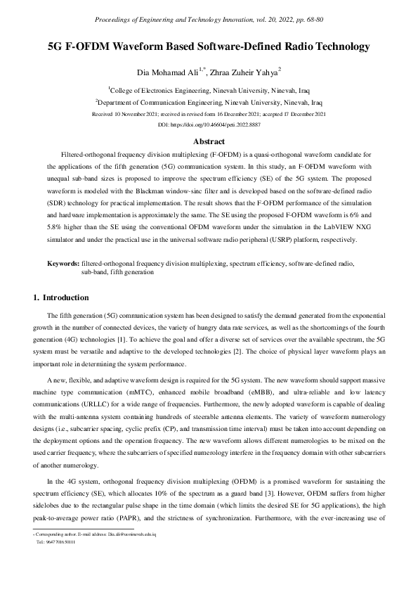 (PDF) 5G F-OFDM Waveform Based Software-Defined Radio Technology