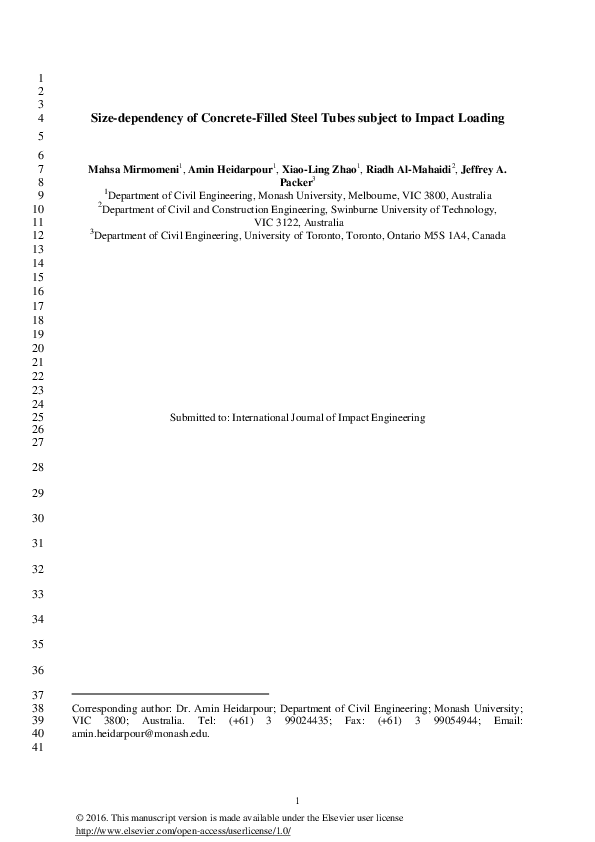 (PDF) Size-dependency of concrete-filled steel tubes subject to impact ...