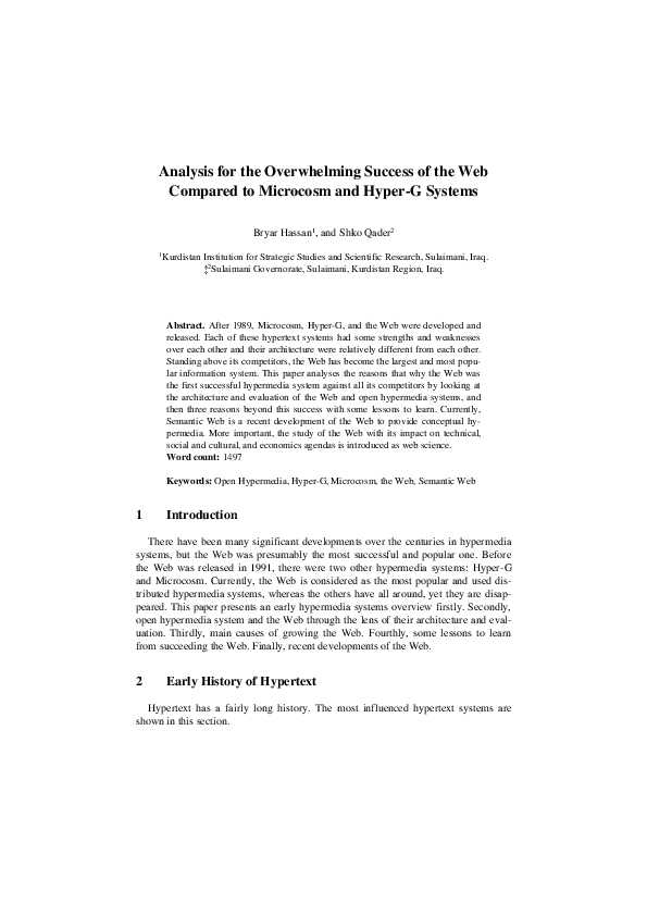 (PDF) Analysis for the Overwhelming Success of the Web Compared to ...