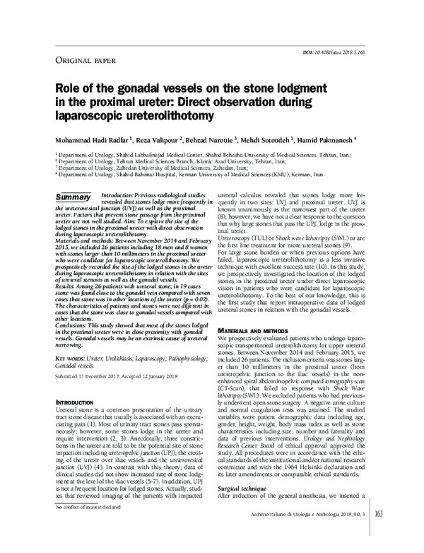 (PDF) Role of the gonadal vessels on the stone lodgment in the proximal ...