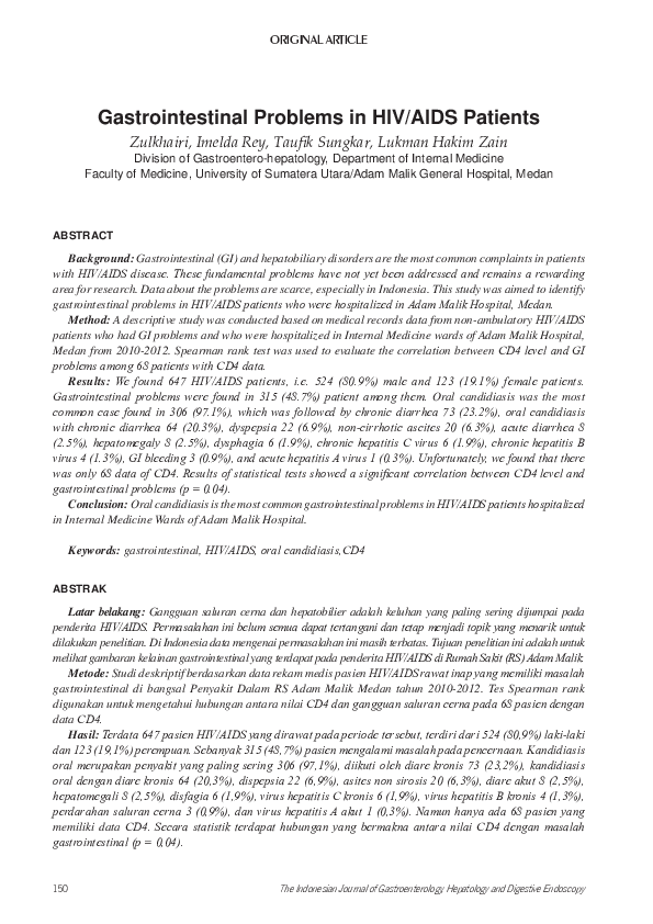 (PDF) Gastrointestinal Problems in HIV/AIDS Patients