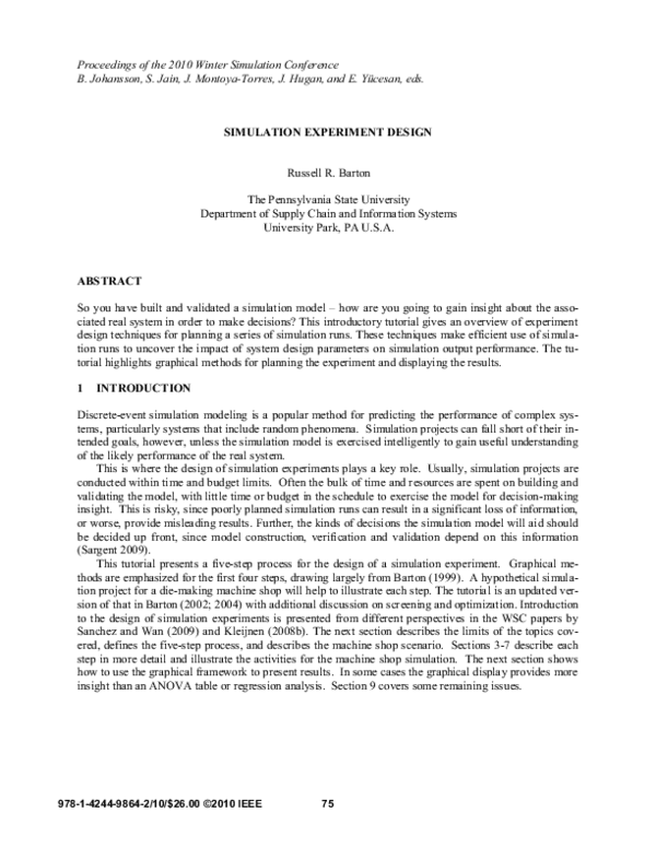 (PDF) Simulation experiment design