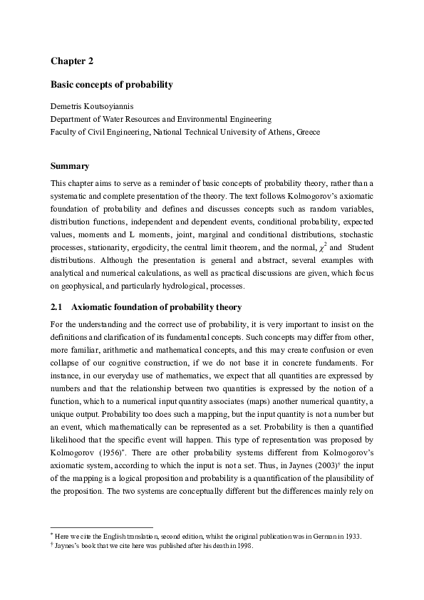 (PDF) Basic Concepts in Probability