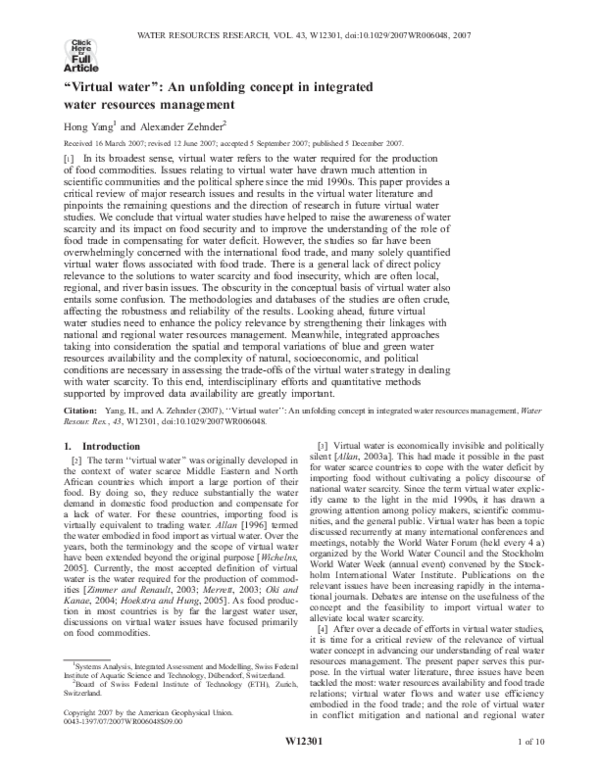 (PDF) “Virtual water”: An unfolding concept in integrated water ...