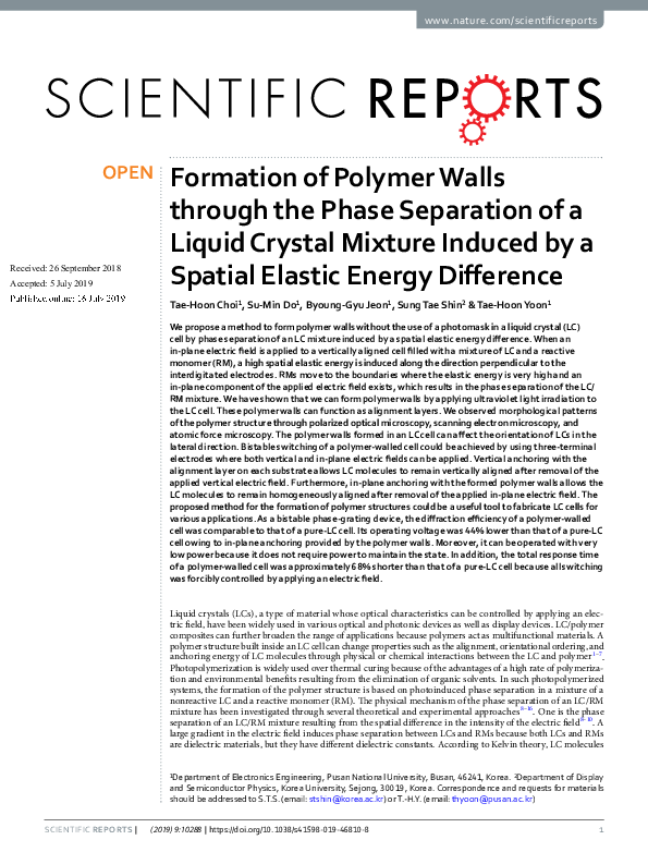 (PDF) Formation of Polymer Walls through the Phase Separation of a ...