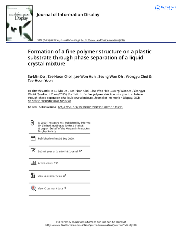 (PDF) Formation of a fine polymer structure on a plastic substrate ...