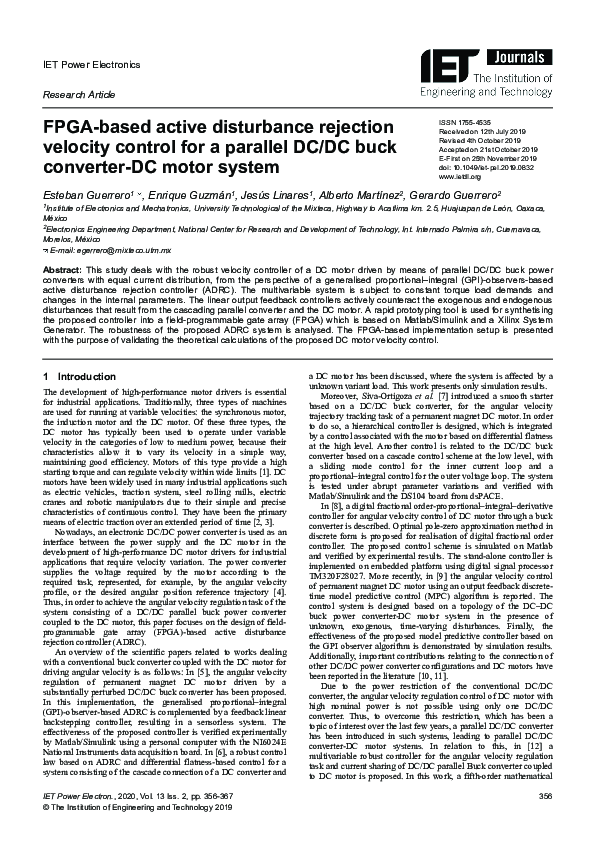 Pdf Fpga Based Active Disturbance Rejection Velocity Control For A Parallel Dcdc Buck