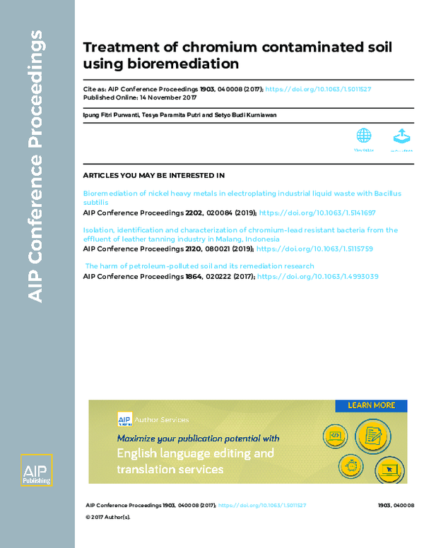 (PDF) Treatment of chromium contaminated soil using bioremediation ...