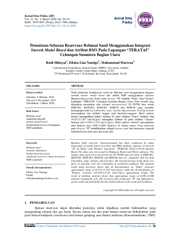 (PDF) Penentuan Sebaran Reservoar Belumai Sand Menggunakan Integrasi ...
