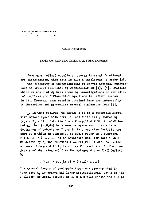 (PDF) Note on Convex Integral Functionals