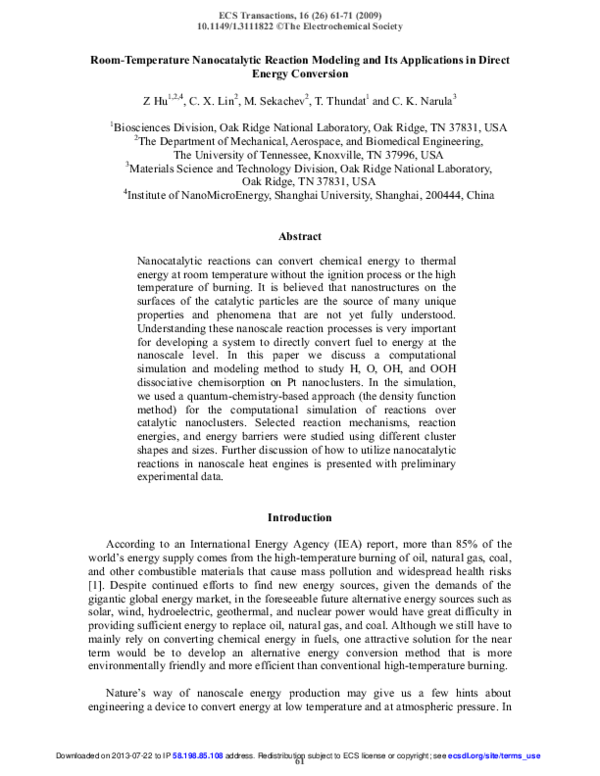 (PDF) Room-Temperature Nanocatalytic Reaction Modeling and Its Applications in Direct Energy ...