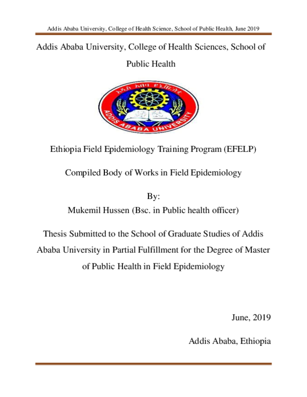 (PDF) Ethiopia Field Epidemiology Training Program (EFETP)Compiled Body of Works in Field ...