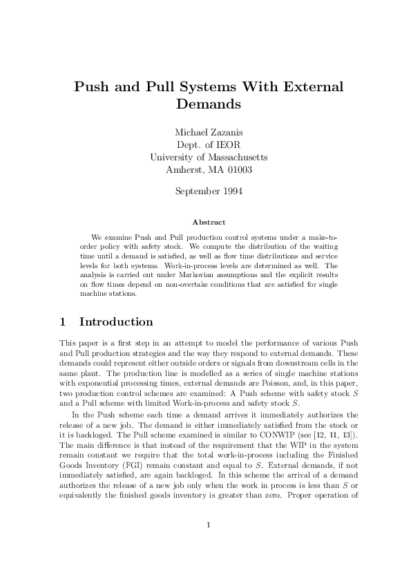 (PDF) Push and Pull Systems With External Demands